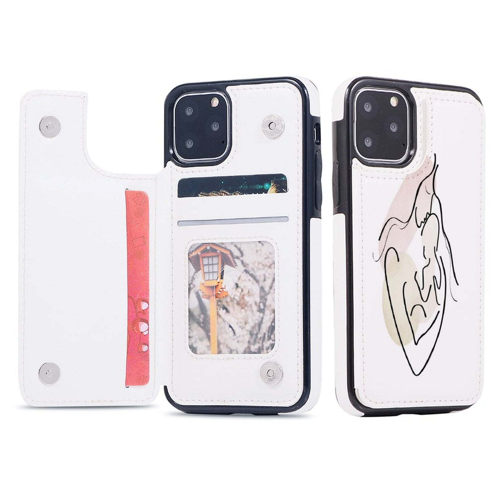 Mother, Hug, Baby, Stick Figure Leather Wallet Case for iPhone 16 15 14 ...