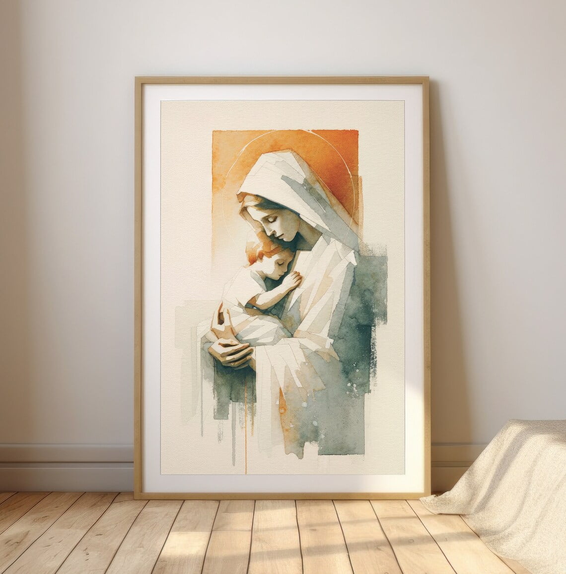 Mother Mary And Baby Jesus Watercolor Christian Art Catholic Wall Art ...
