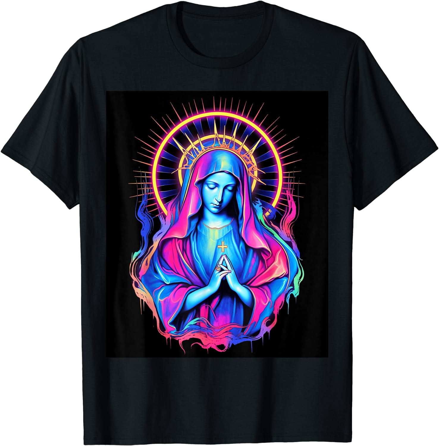 Mother Mary Blessed Mother Virgin Mary Psychedelic Catholic T-Shirt ...
