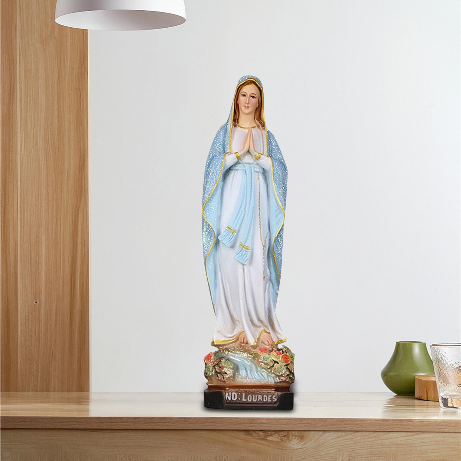 Mother Mary Figurine on Base Decoration Statues Resin Sacred Worship ...