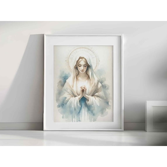 Mother Mary Virgin Mary Christian Art Design 2, Stretched Canvas ...