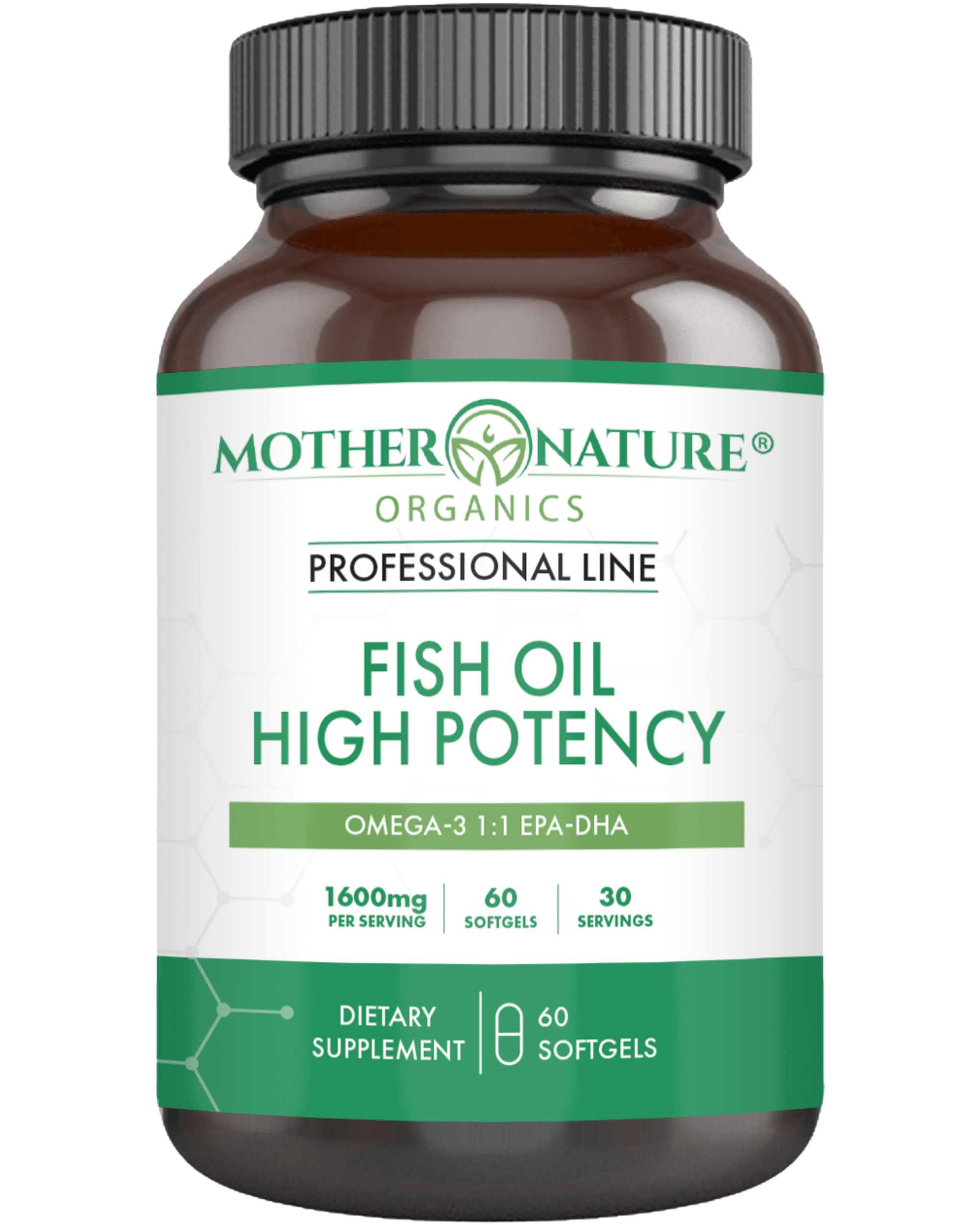 Mother Nature Organics High Potency Fish Oil - Balanced 1:1 EPA & DHA ...