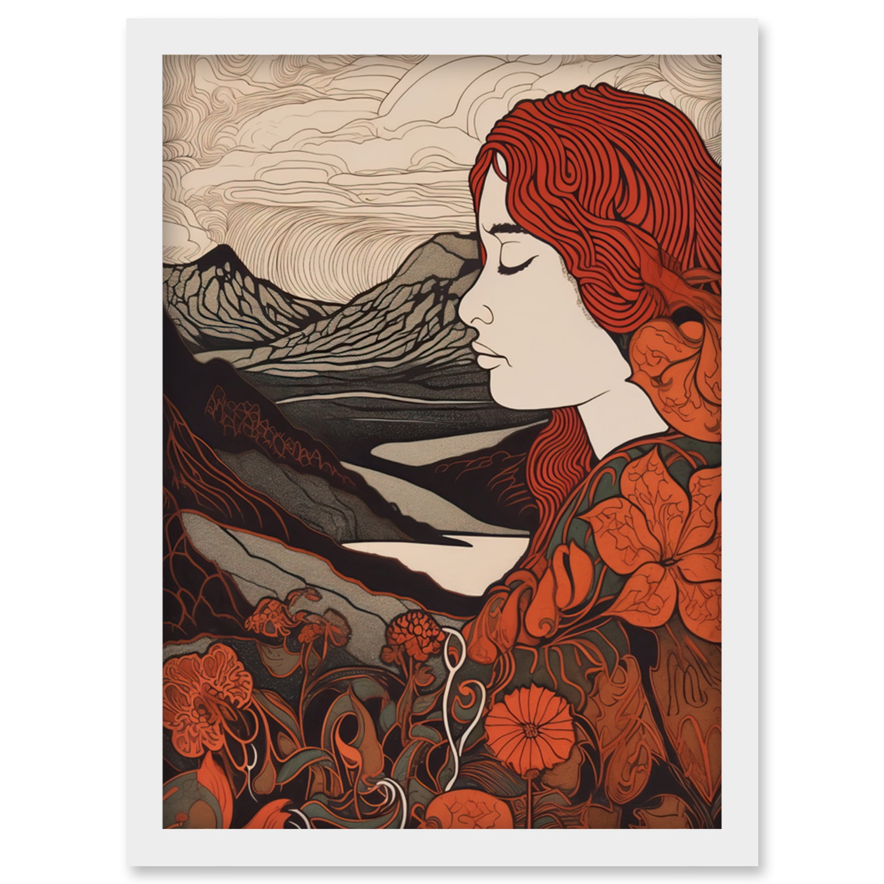 Mother Nature Spring Floral Mountain Landscape Artwork Framed Wall Art ...