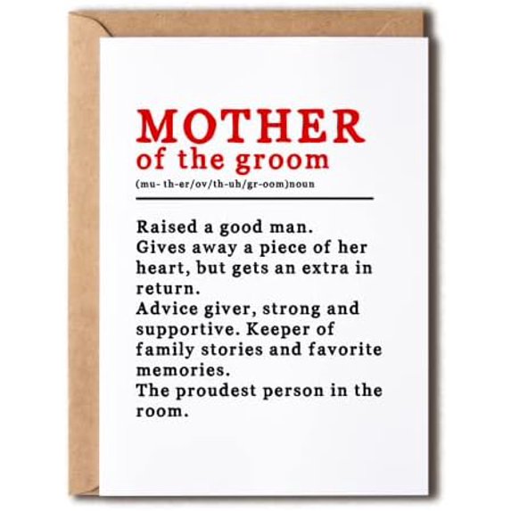 Mother Of The Groom Definition Card - To My Mother-In-Law On My Wedding ...