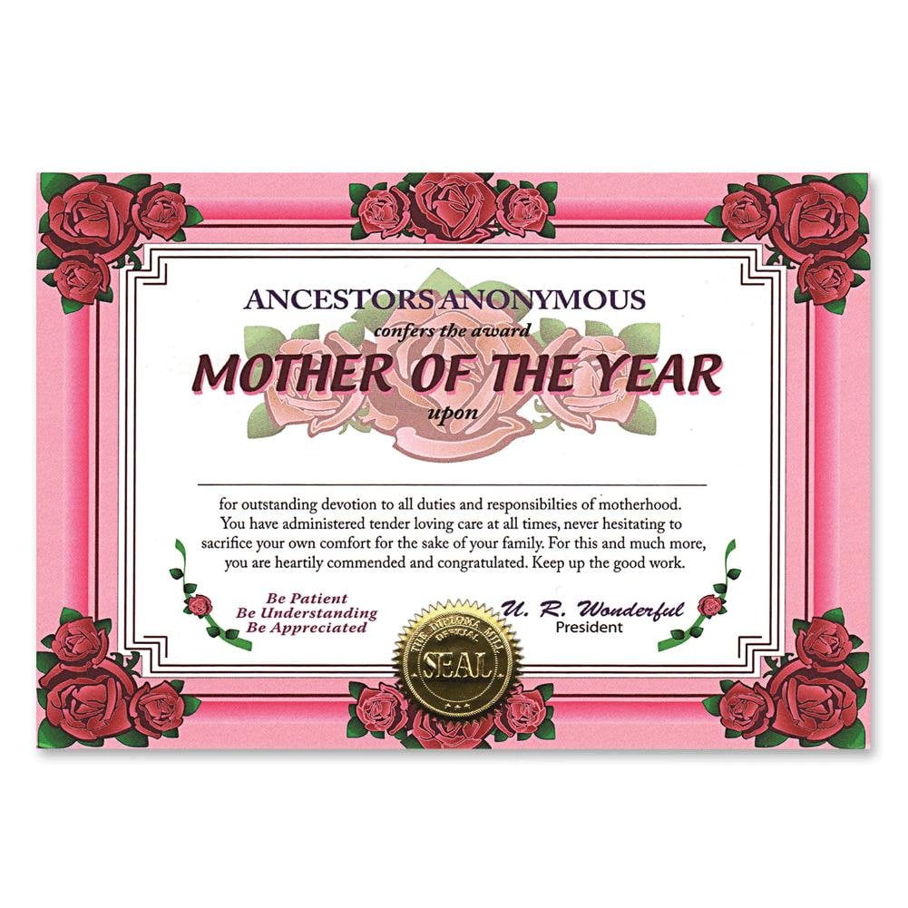 Mother Of The Year Certificate Greeting - 1pc - Walmart.com
