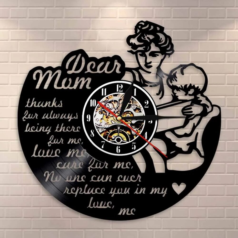 Mother Quote Vinyl Wall Clock,Vinyl Record Clock Wall Art Black ...