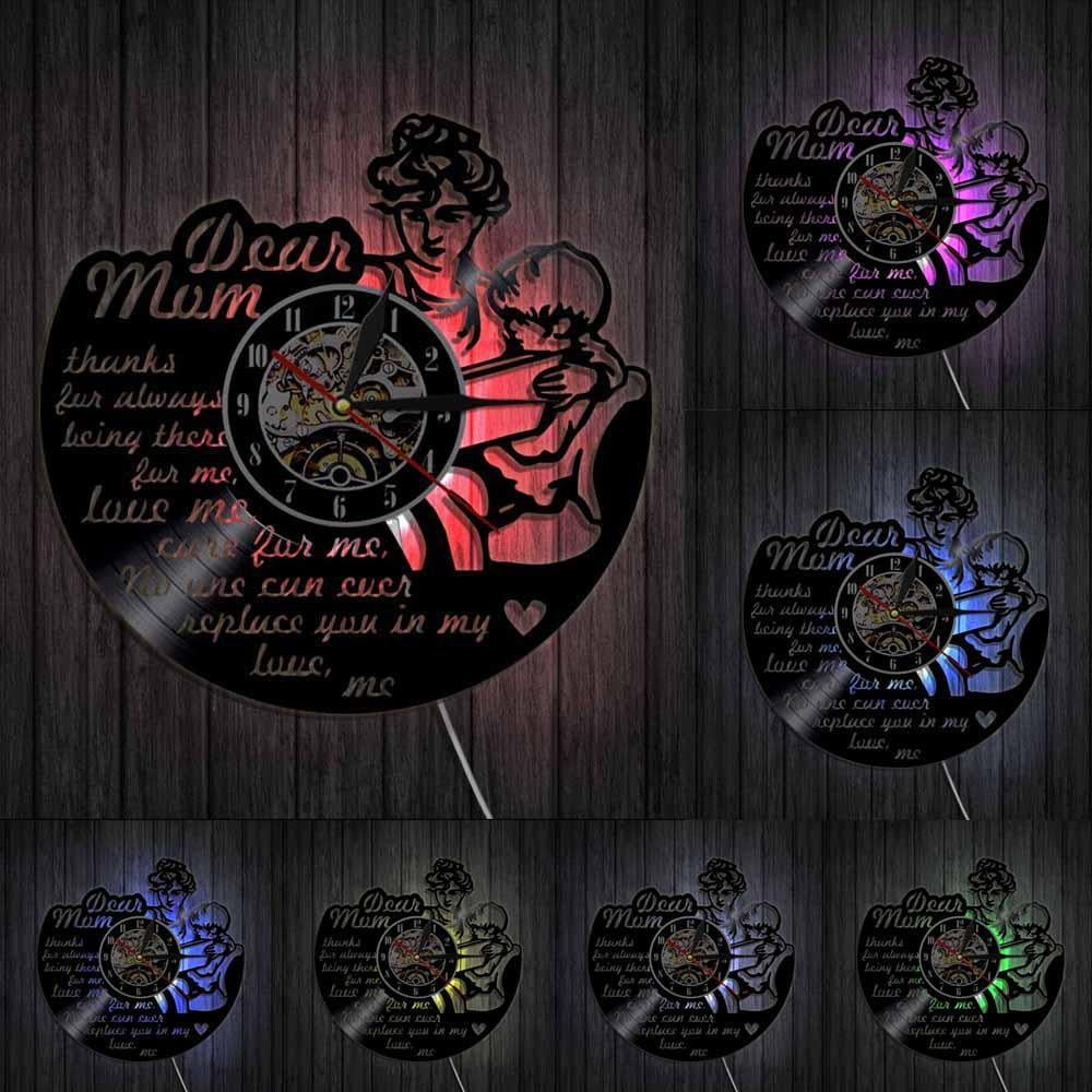 Mother Quote Wall Art Vintage Vinyl Record Wall Clock Daughter and Mom ...