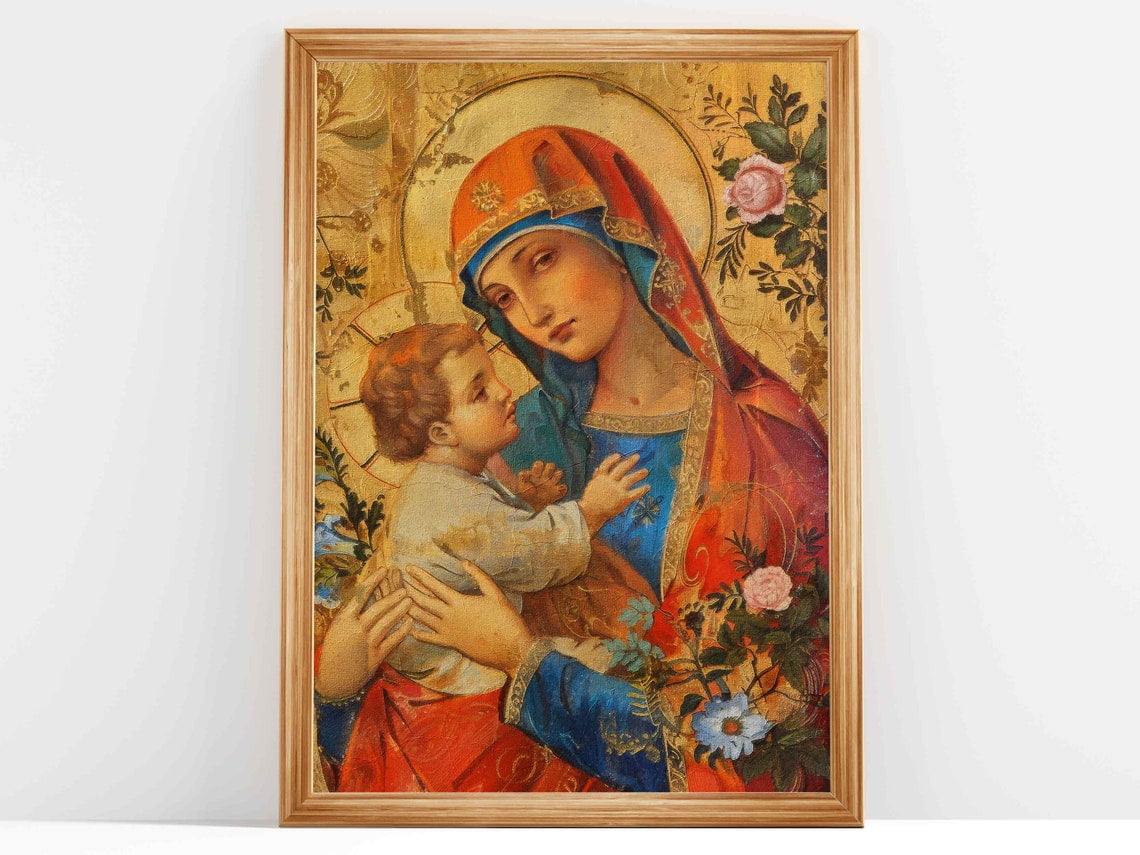 Mother'S Grace, Mother Mary And Baby Jesus, Holy Family Poster, Jesus ...