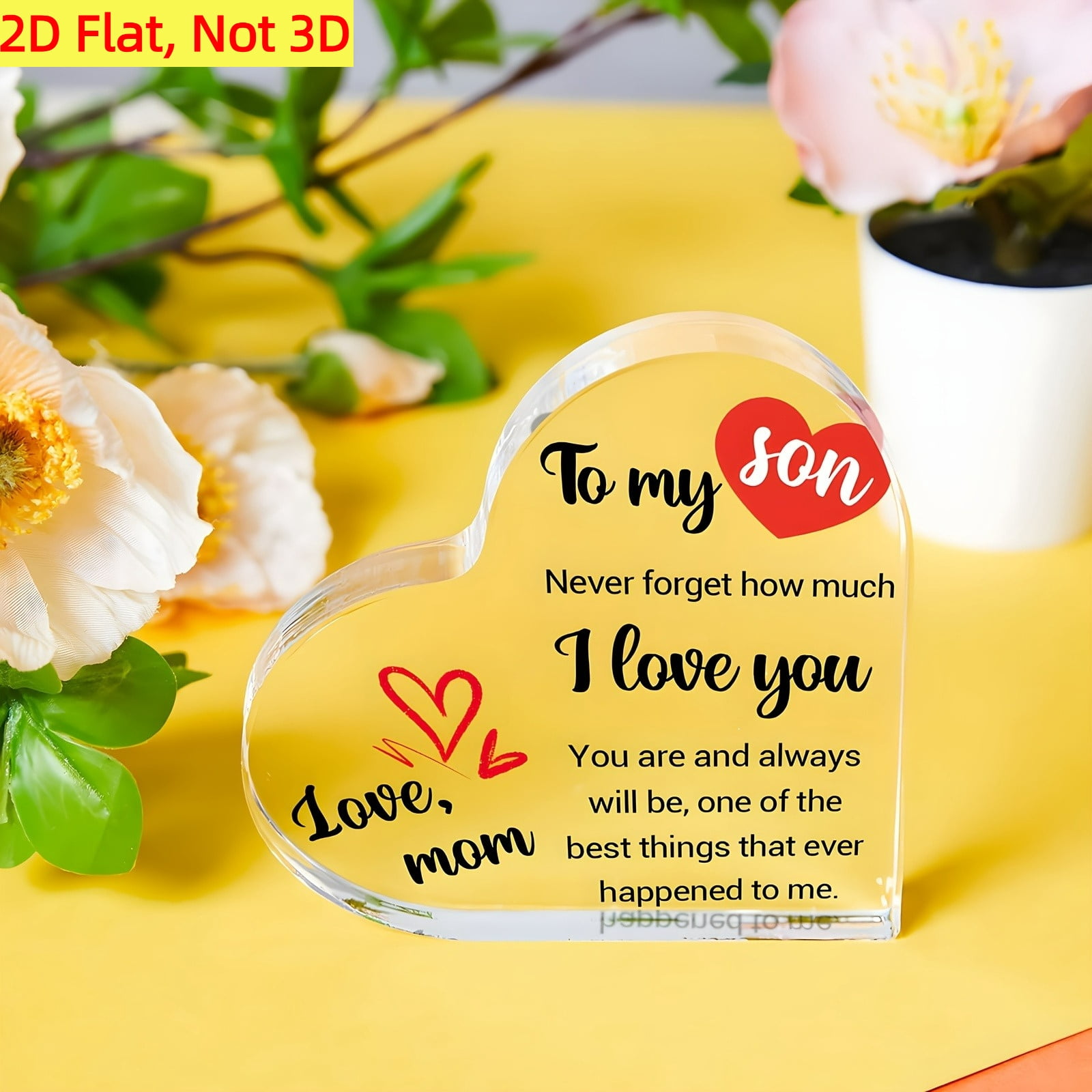 Mother To Son Acrylic Keepsake Gift 3.9X3.9 In Heart Shaped Decorative ...