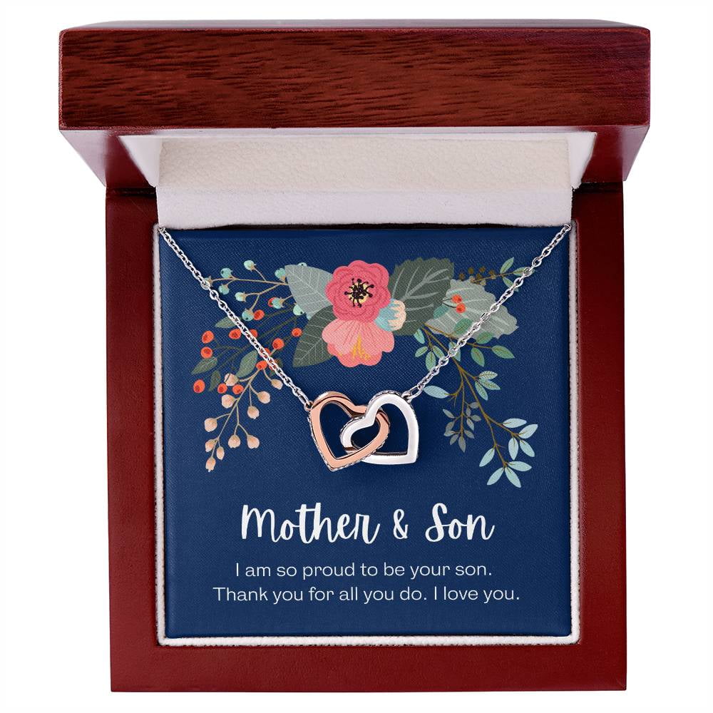 Mother & Son Interlocking Hearts, Interlocking Hearts Necklace, 14K White Gold/ 18K Yellow Gold ...