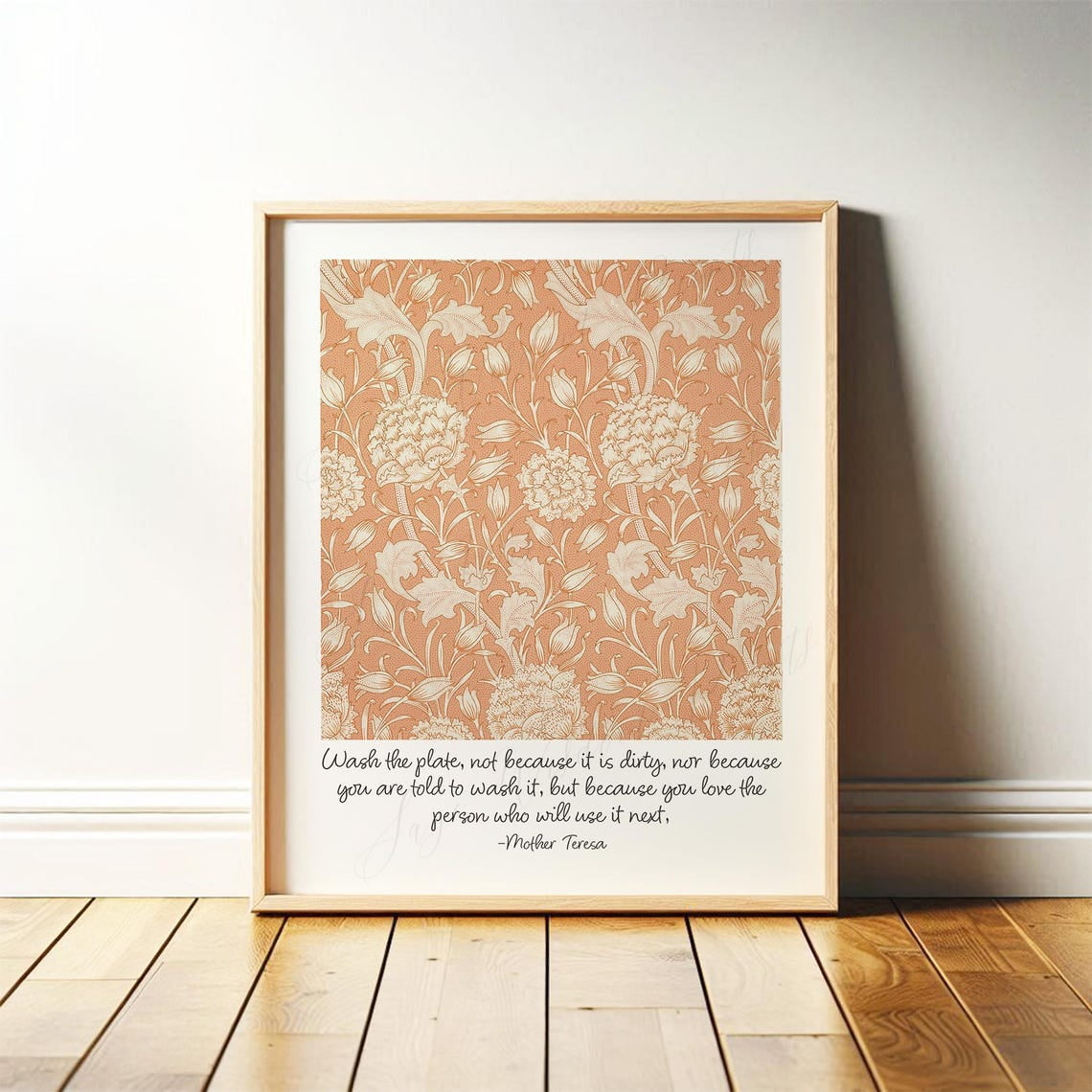 Mother Teresa Quote Print: William Morris Floral Art #2055, Unframed ...