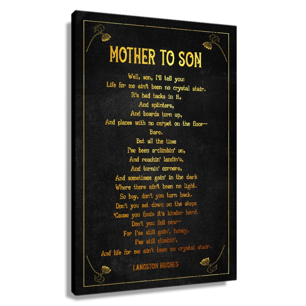 Mother To Son Poem Wall Decor Langston Hughes Quote Wall Art Poetry ...