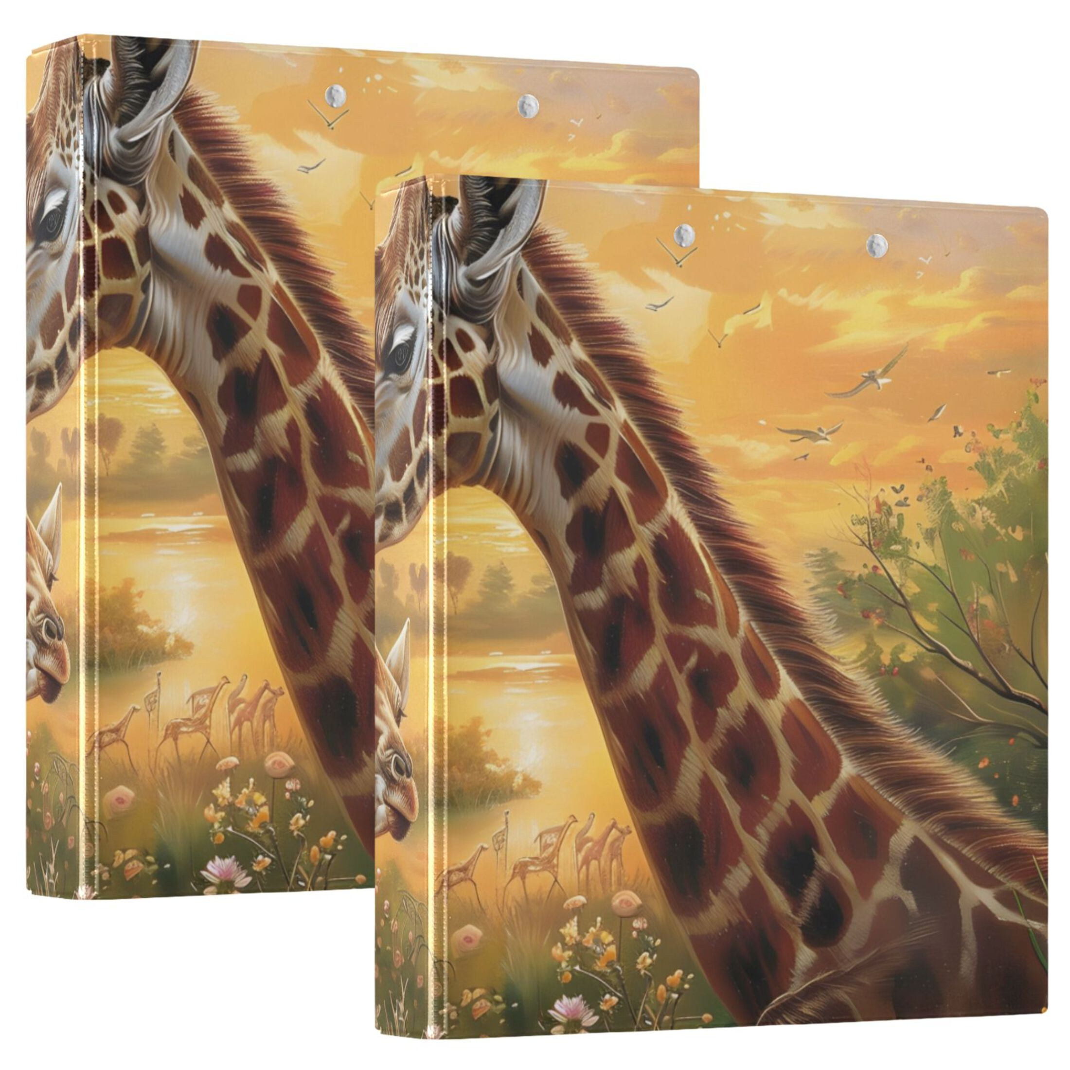 Mother and Baby Giraffes Love 3 Ring Binders 1.5 inch Hardcover File ...