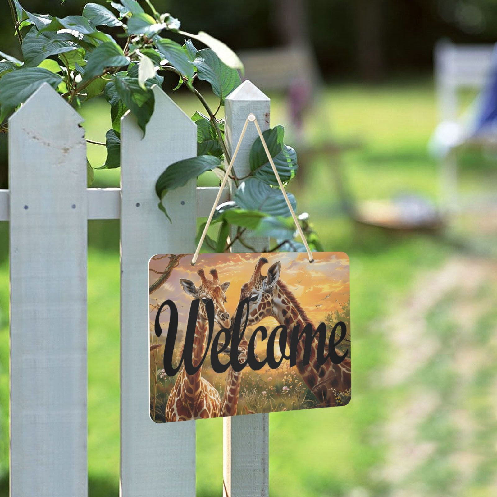 Mother and Baby Giraffes Love Welcome Sign for Front Door Porch Wreath ...