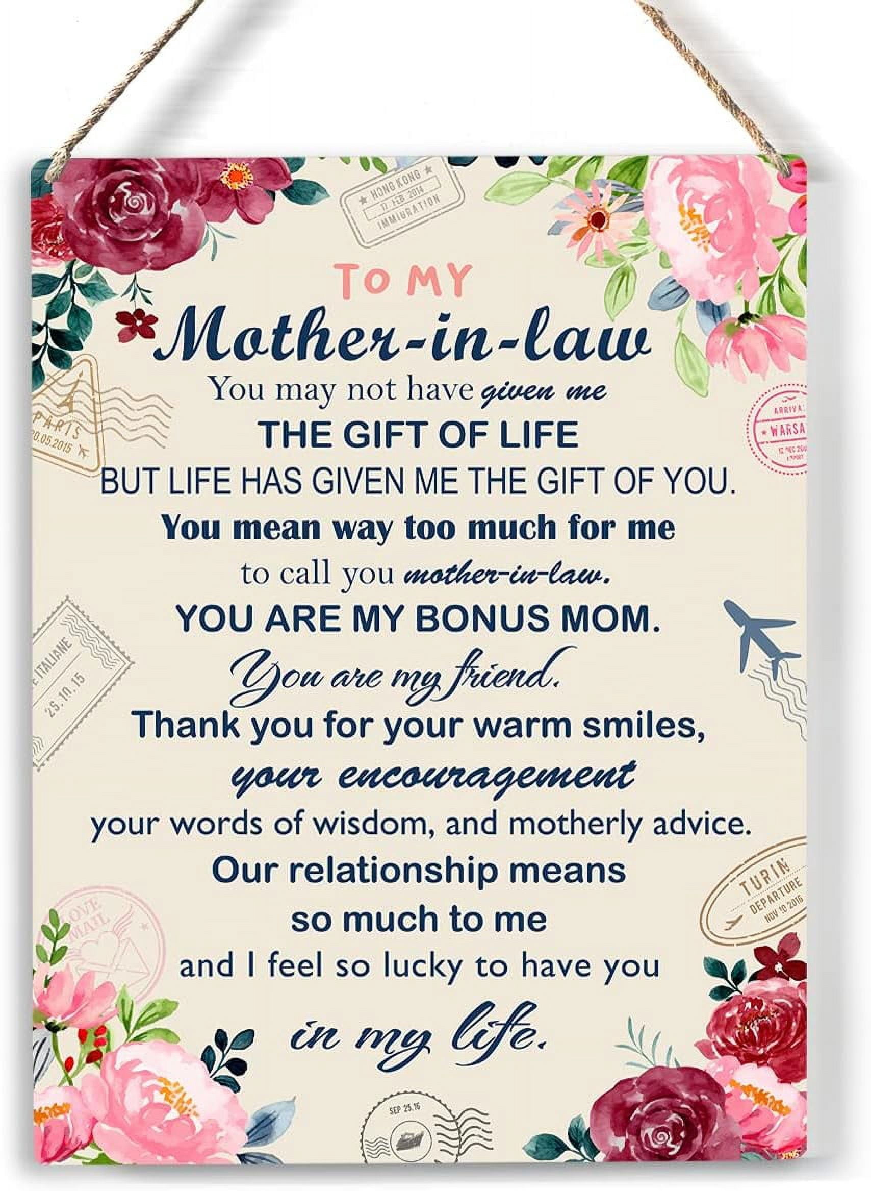 Mother-in-Law Wood Sign to My Mother-in-Law Wooden Signs Rustic Hanging ...