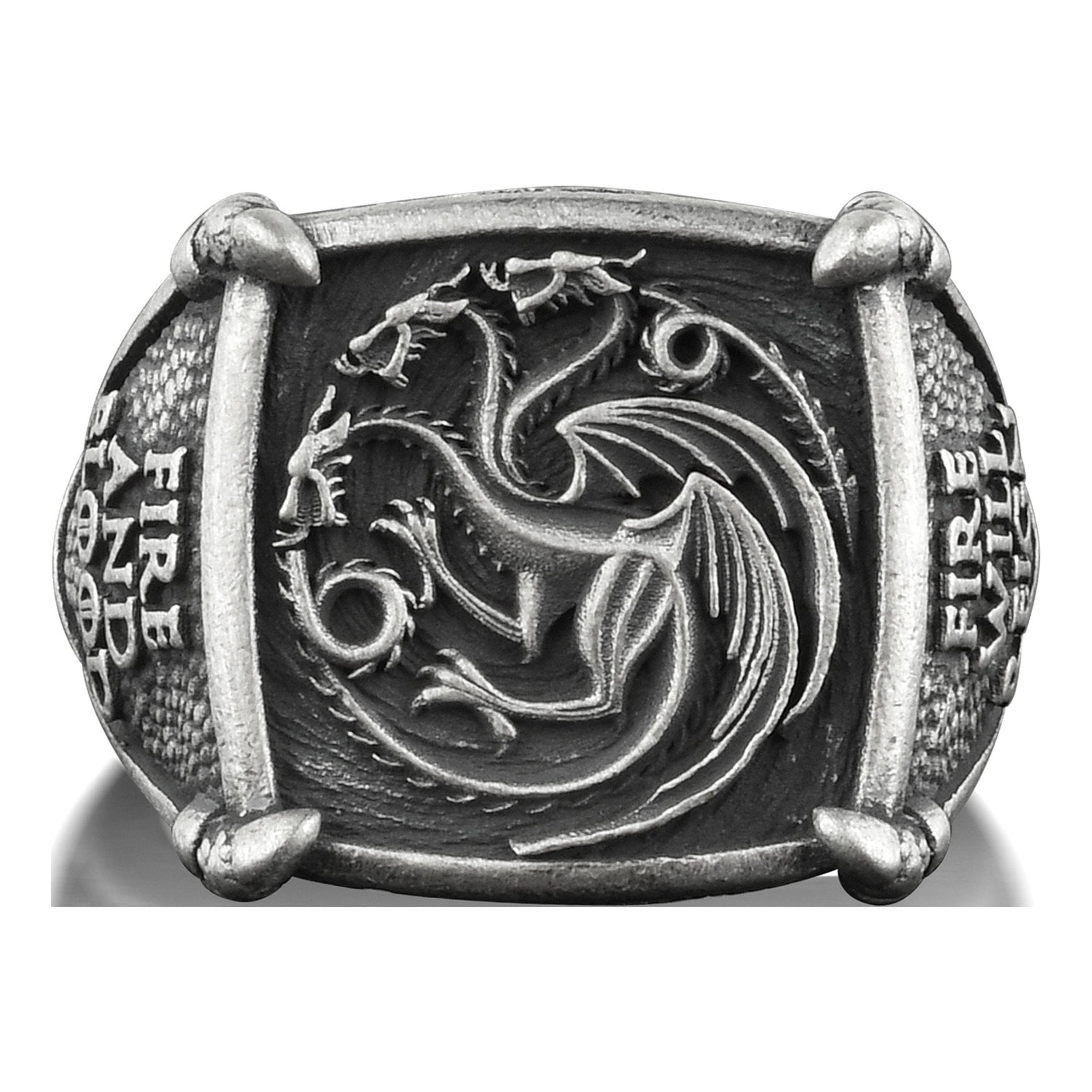 Mother of Dragons Targaryen Ring, Oxidized Engraved Signet Ring For Men ...