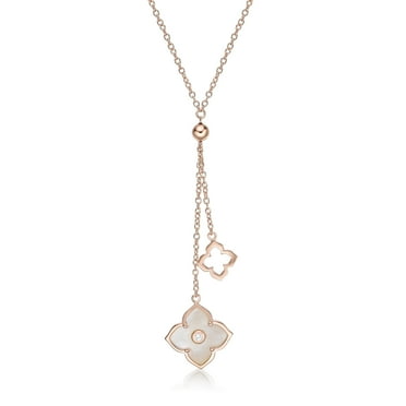 Mother of Pearl and Cubic Zirconia Flower Pendant Necklace for Women in ...