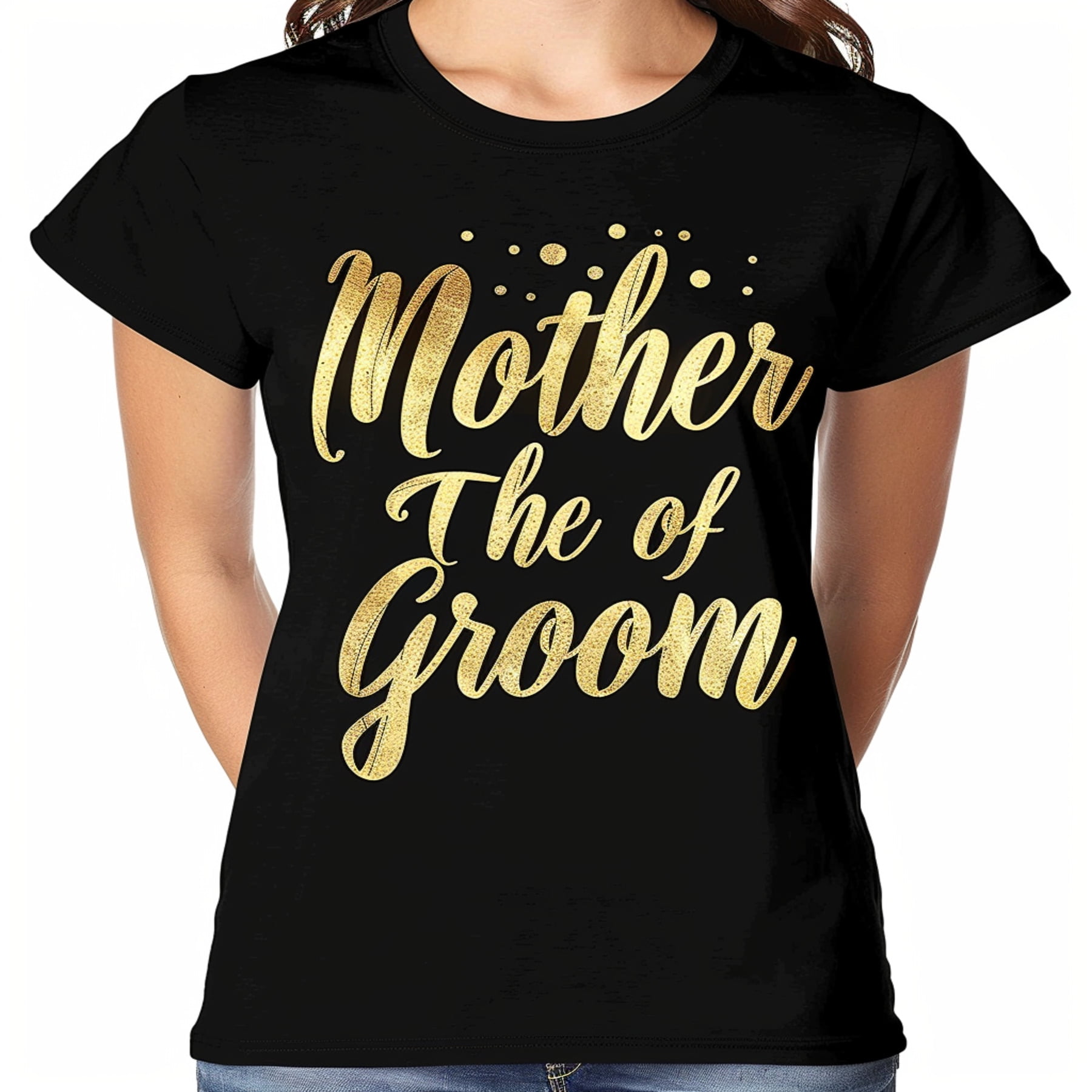 Mother of The Black TShirt Elegant Gold Lettering on White Background ...