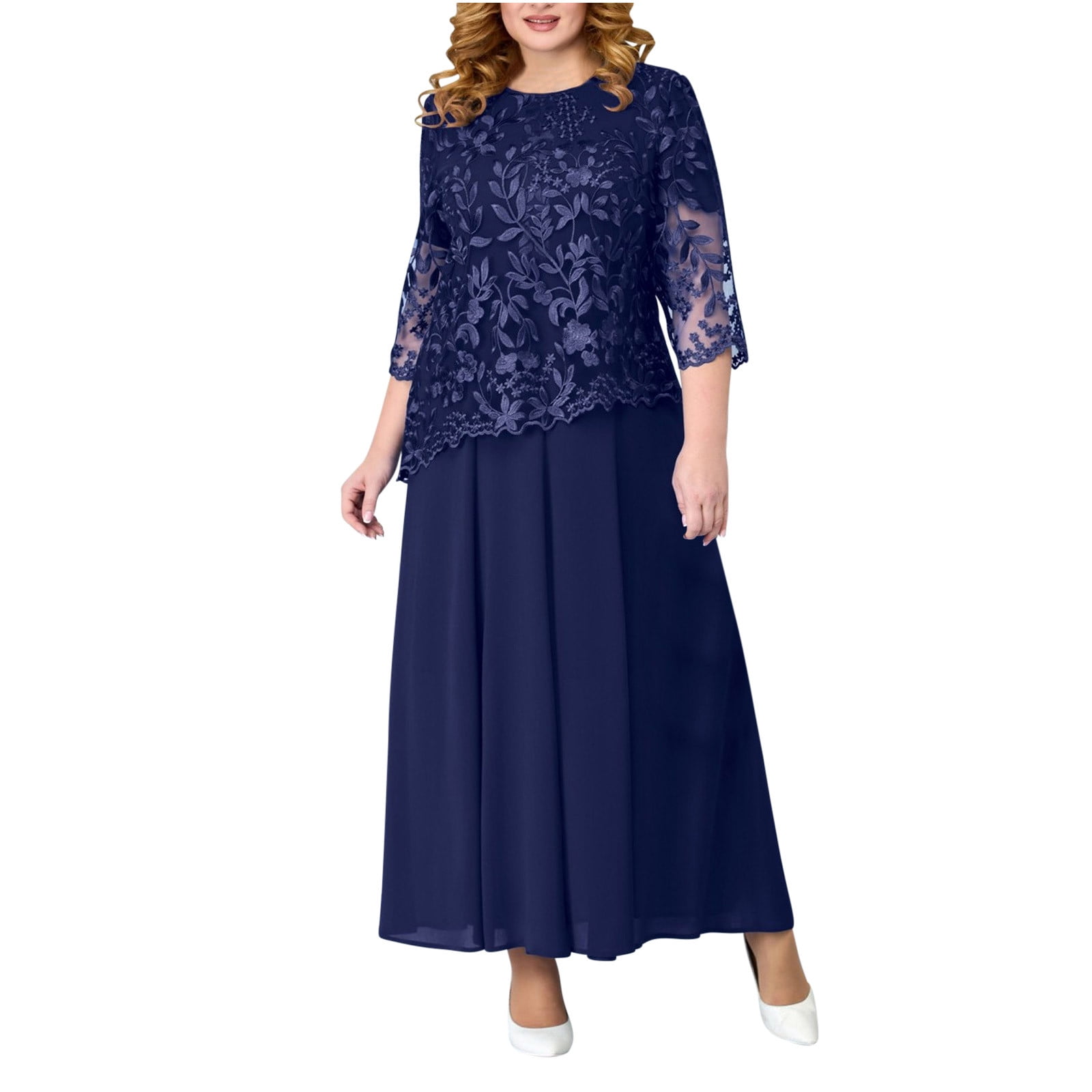 Mother of The Bride Dresses for Women Plus Size Chiffon Lace Wedding ...