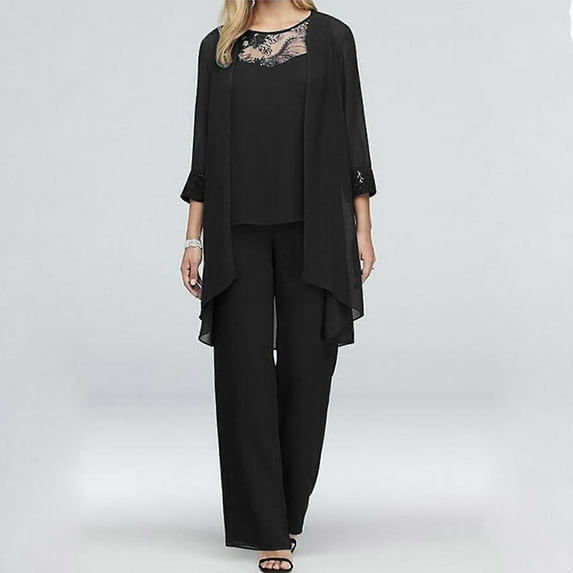 Mother of The Bride Pant Suits 3Pcs Women Wedding Formal Outfit Set ...