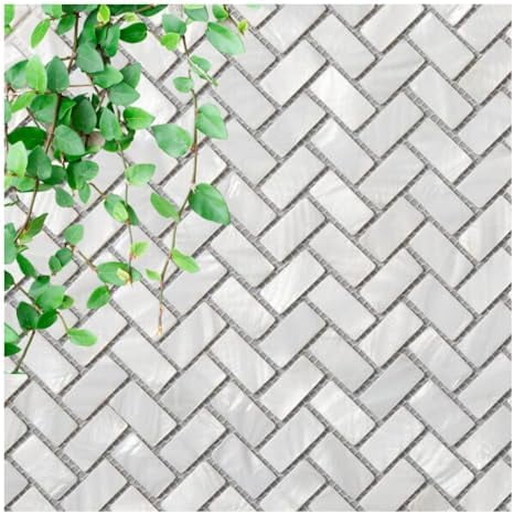 Mother of White Oyster Herringbone Mosaic Wall Tile Backsplash for ...