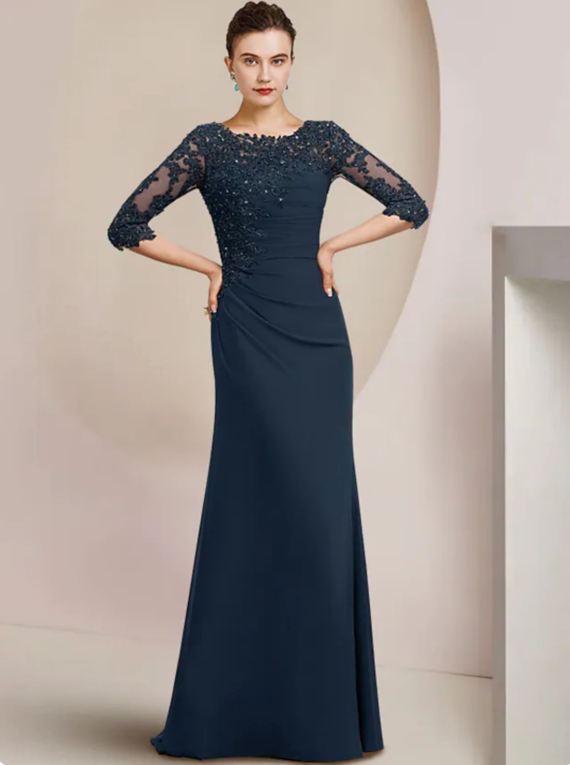 Mother of the Bride Dress Formal Elegant Jewel Neck Floor Length ...