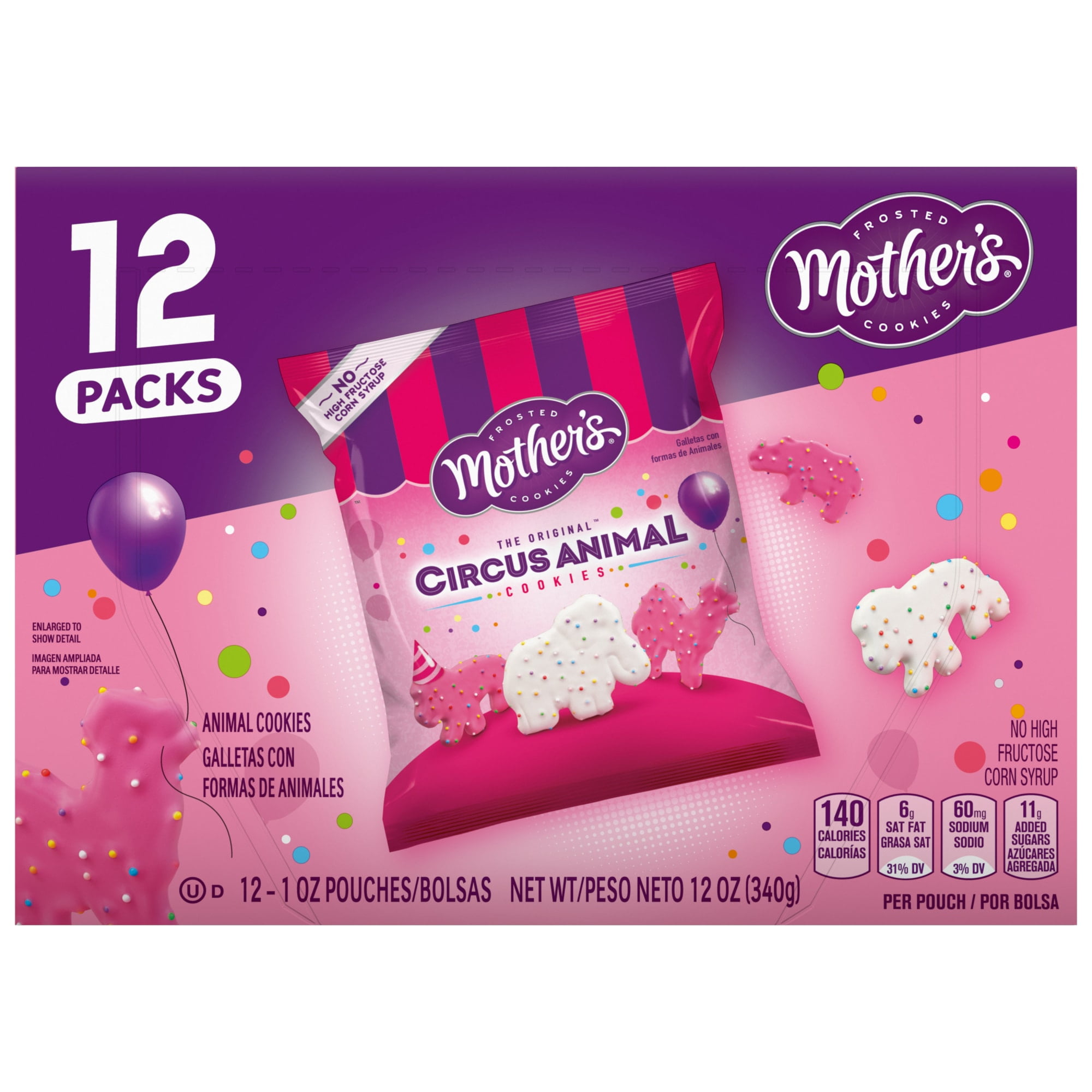 Mother's Golden Original Circus Frosted Animal Cookies, 12 1oz. Pouches ...