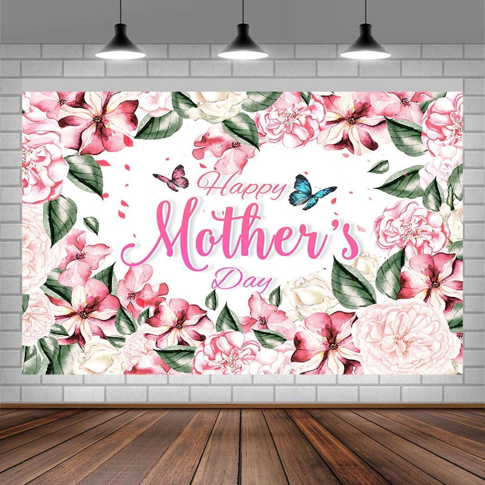 Mother's Day Backdrop, Pink Flower Backdrop Background, Happy Mother's ...