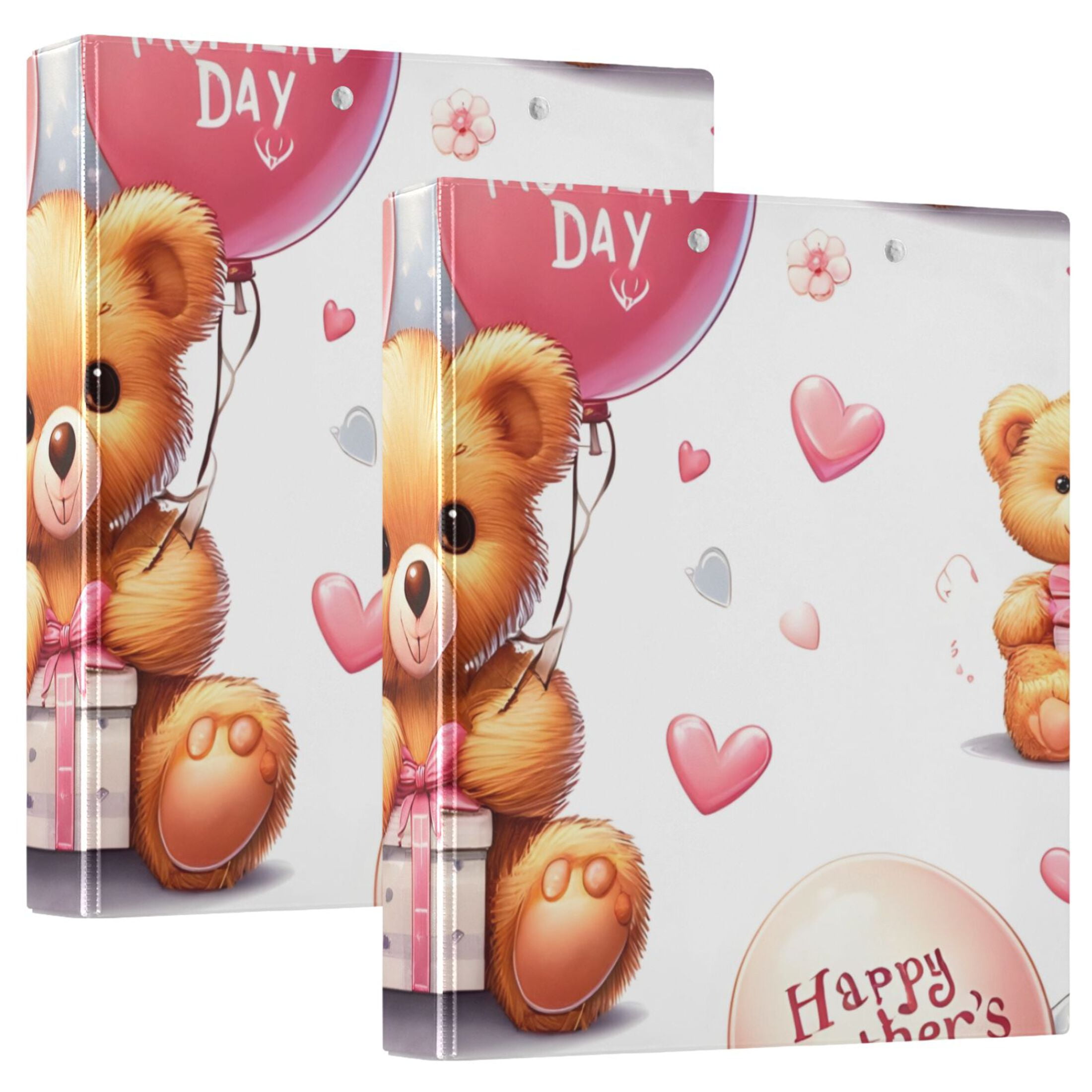 Mother's Day Balloons Teddy Bears 3 Ring Binders 1.5 inch Hardcover ...