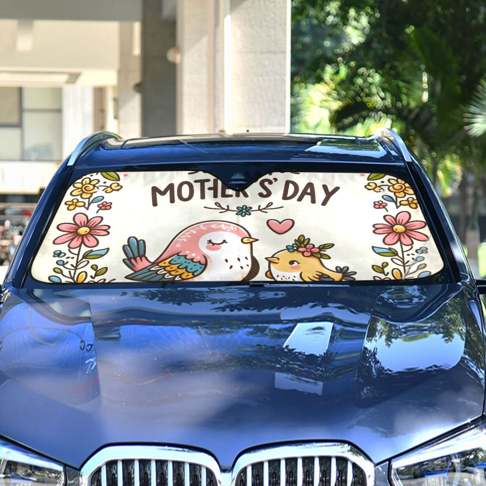 Mother's Day Birds Flowers Automotive Front Car Windshield Sun Shade Reflector Foldable for ...