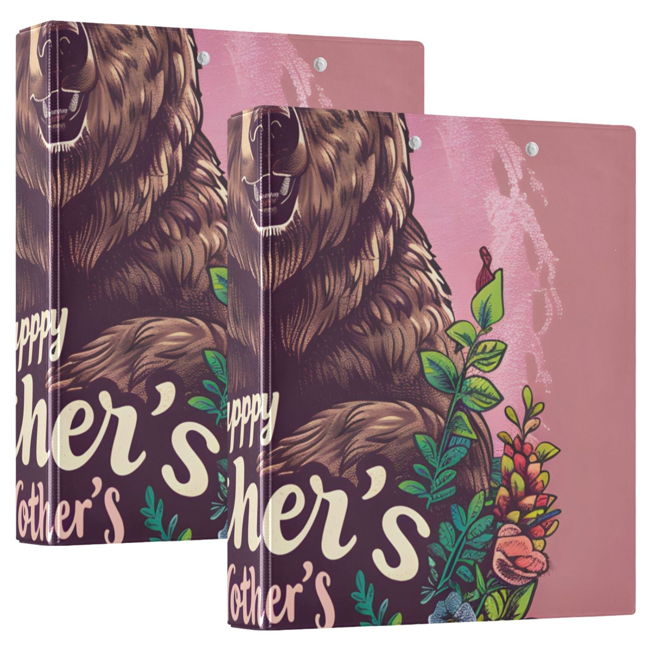 Mother's Day Brown Bear 3 Ring Binders 1.5 inch Hardcover File Folders ...