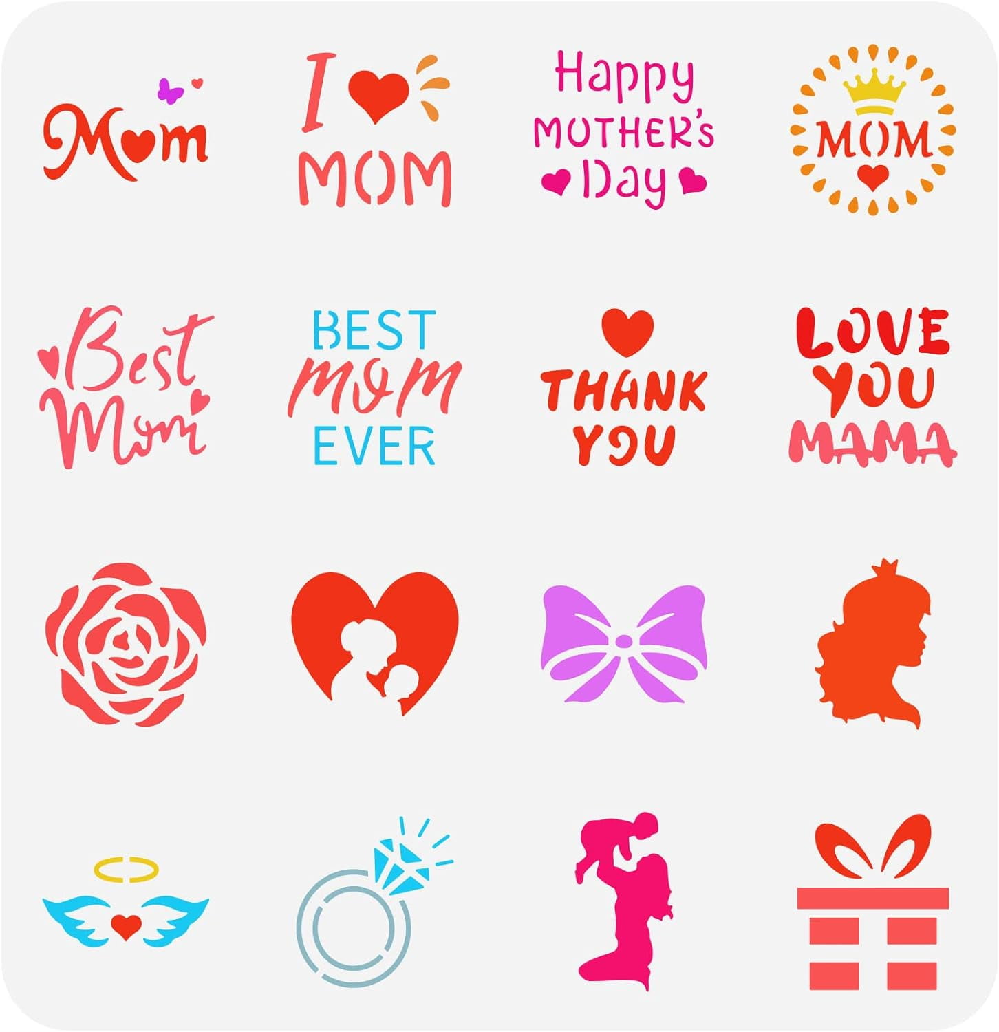 Mother's Day Cookie Stencil 11.8x11.8 inch Rose Love Craft Stencils ...