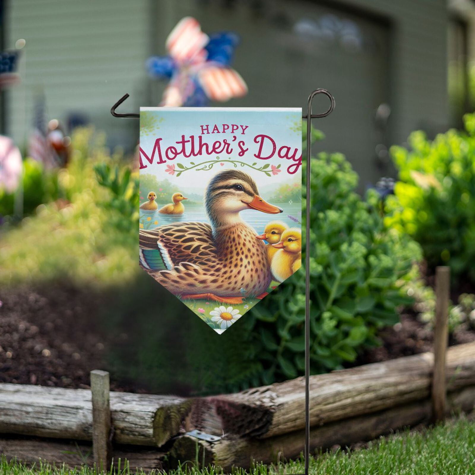 Mother's Day Ducks Garden Flag 18" x 12.5" Double Sided Yard Lawn ...