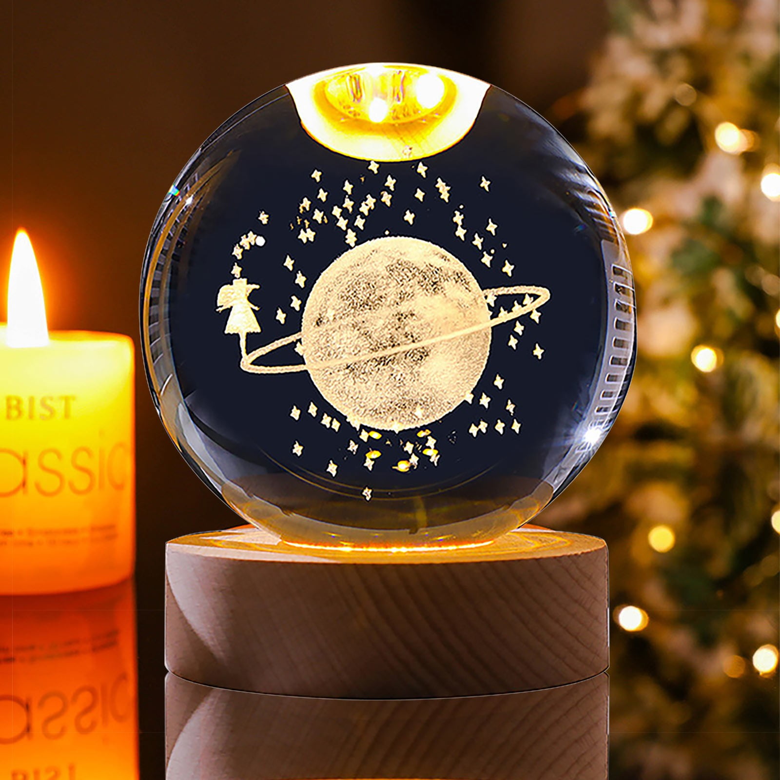 Mother's Day Gift Crystal Lamp Night Lights Astronaut Planet,Planet ...