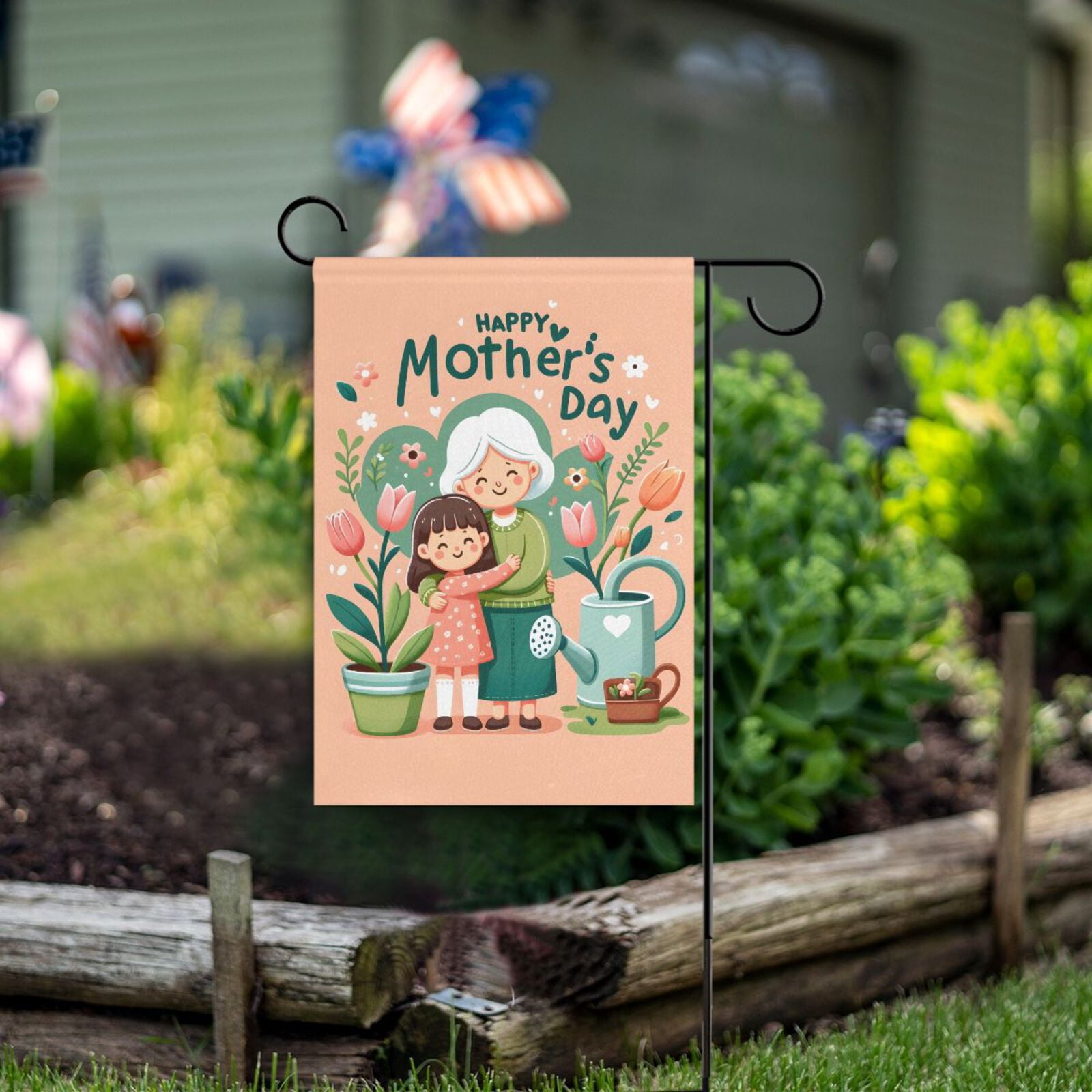 Mother's Day Girl Garden Flag Double Sided Outdoor Banners for ...