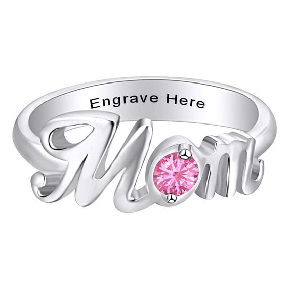 AFFY Jewelry Gifts Personalized Round Simulated Tourmaline Mom Promise ...