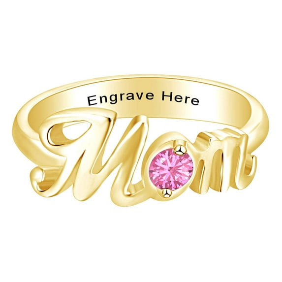 AFFY Jewelry Gifts Personalized Round Simulated Tourmaline Mom Promise ...