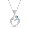AFFY Round Simulated Aquamarine Mom Love Heart Pendant Necklace 14K ...