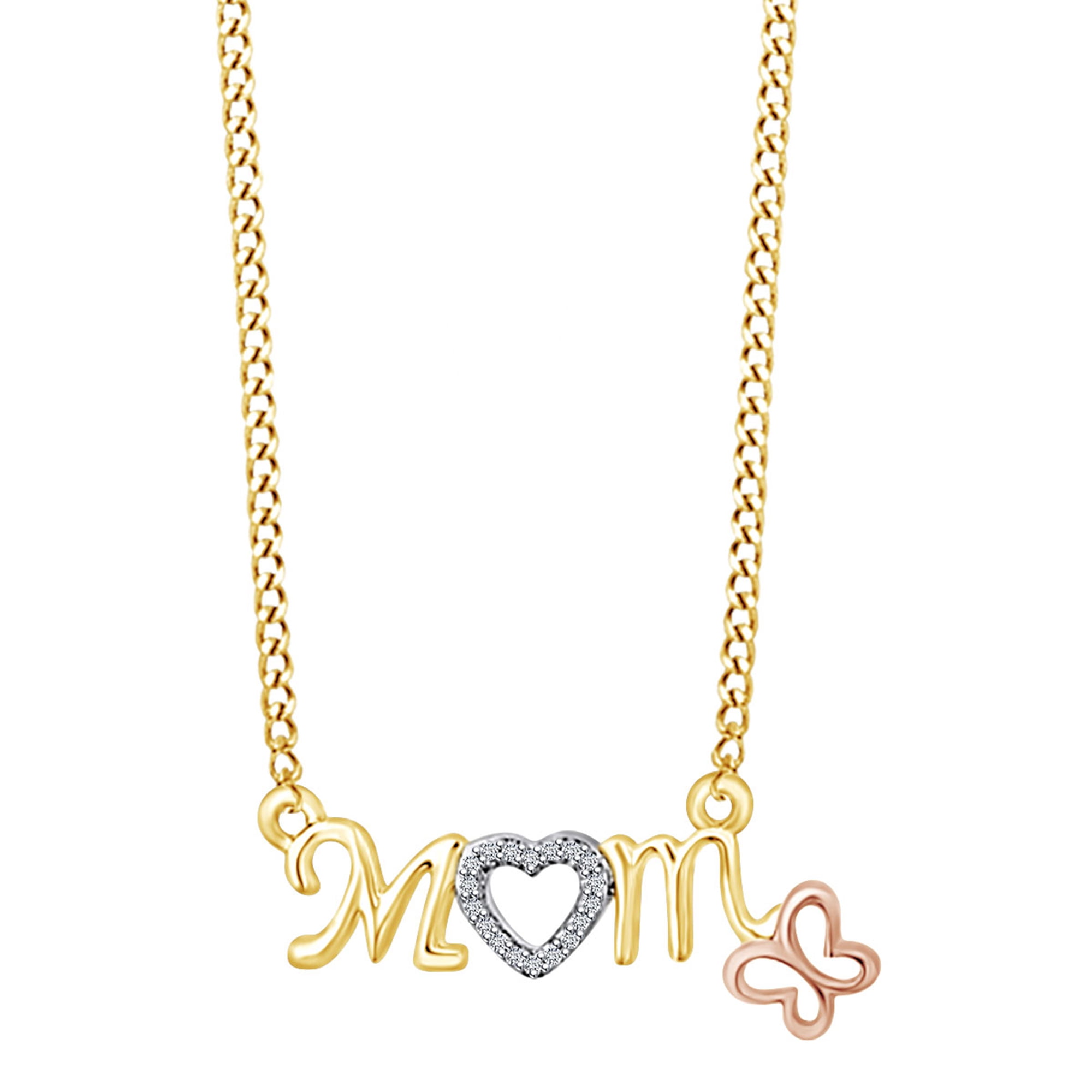 AFFY Mother's Day Jewelry Gifts Round White Natural Diamond Accent Two ...