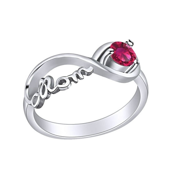 AFFY Mother's Day Jewelry Round Shpe Simulated Ruby Mom Infinity Ring ...