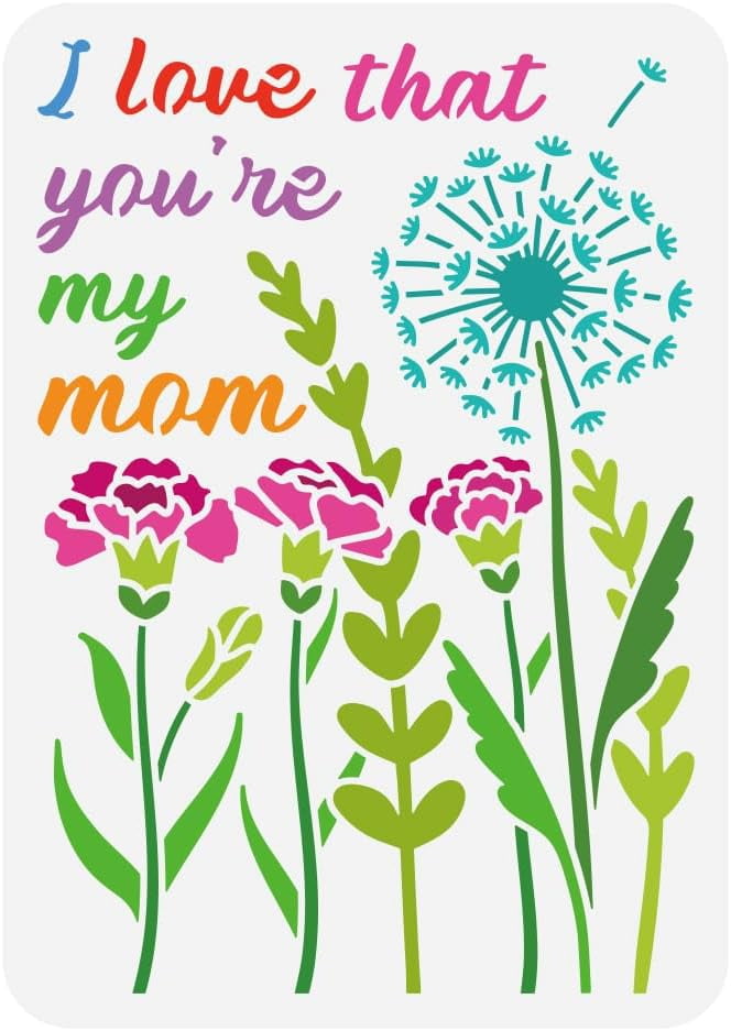 Mother's Day Painting Stencil 8.3x11.7inch Reusable I Love That You’re ...