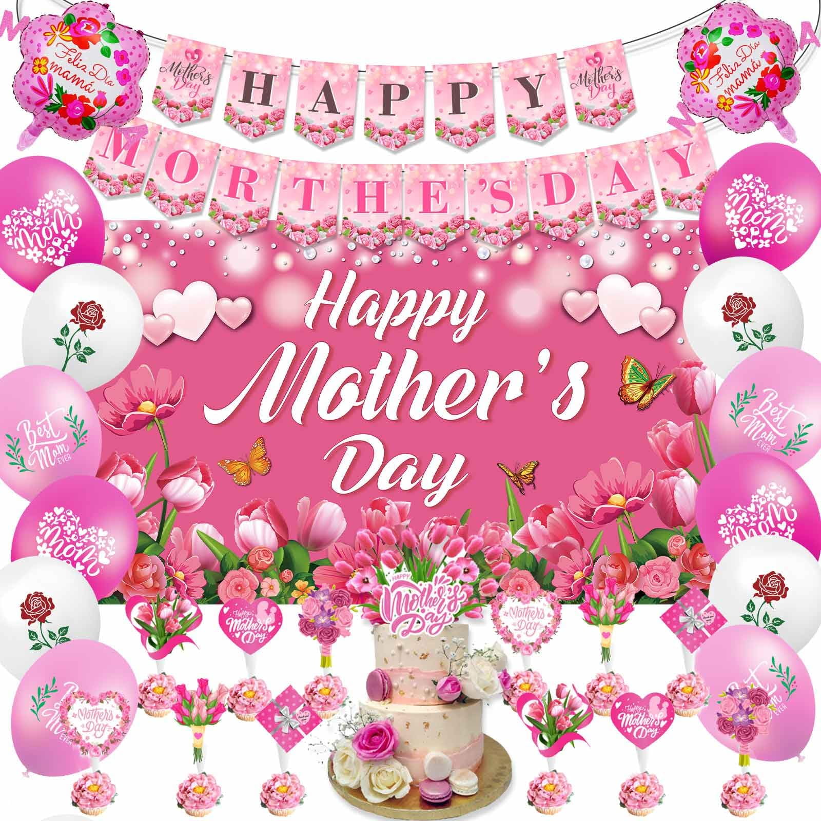 Mother's Day Party Decorations with Happy Mothers Day Banner,Cake ...