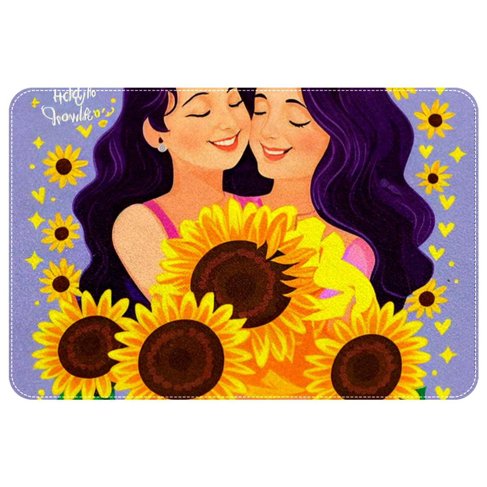 Mother's Day Polyester Non-Slip Machine Washable Floor Rug, for Office ...