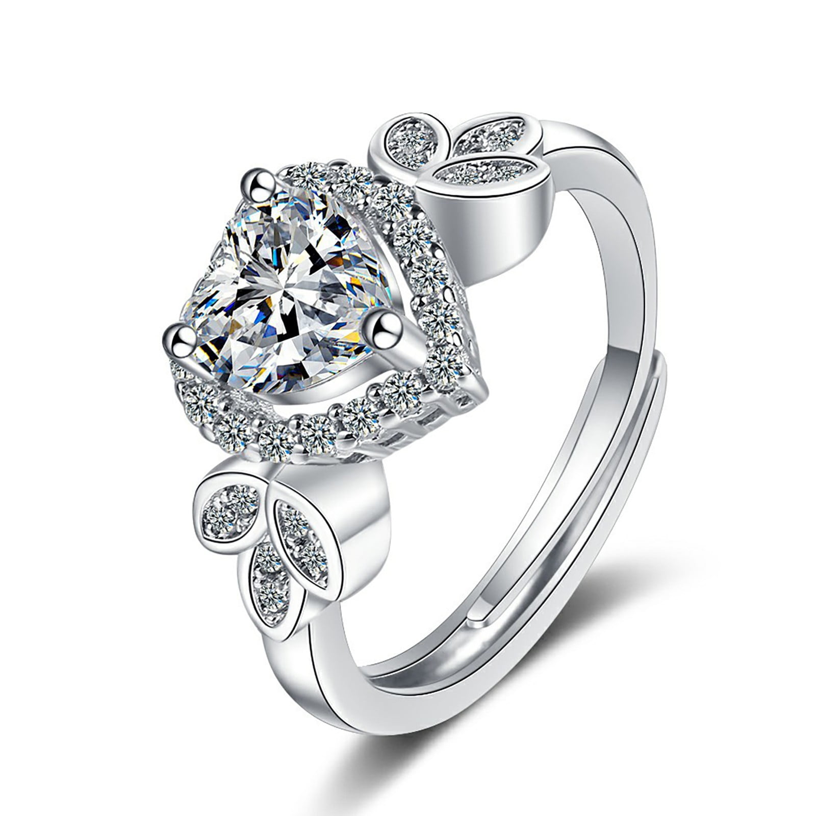 Mother's Day Ring Flashing Diamond Open Mouth Heart Design Ring Thumb ...