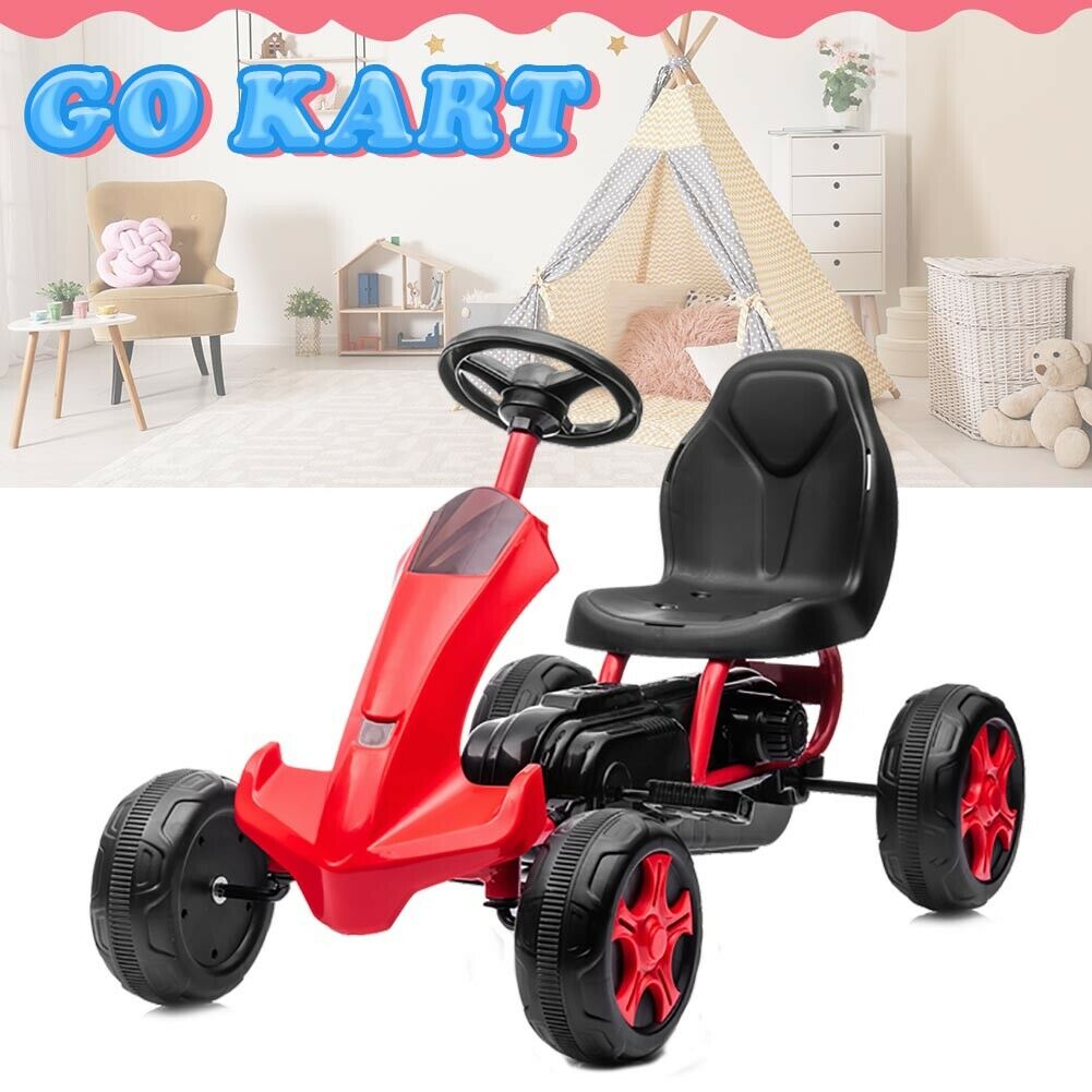 Mother's Day Sales - Go Kart for Kids, 4 Big Wheels Racer Ride On Pedal Car with Adjustable Seat ...