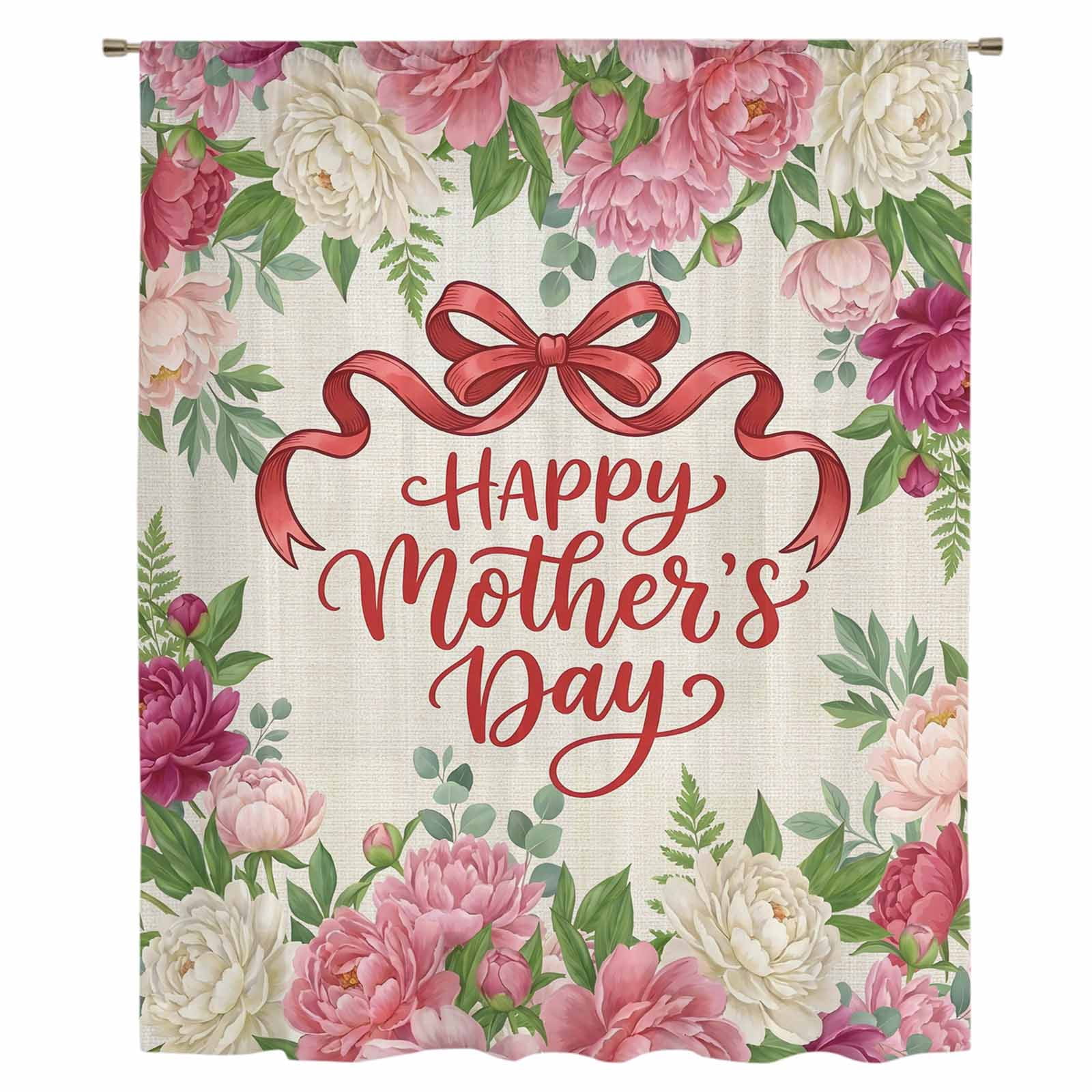 Mother's Day Sheer Curtains 108" Extra Long, Spring Botanical Summer ...