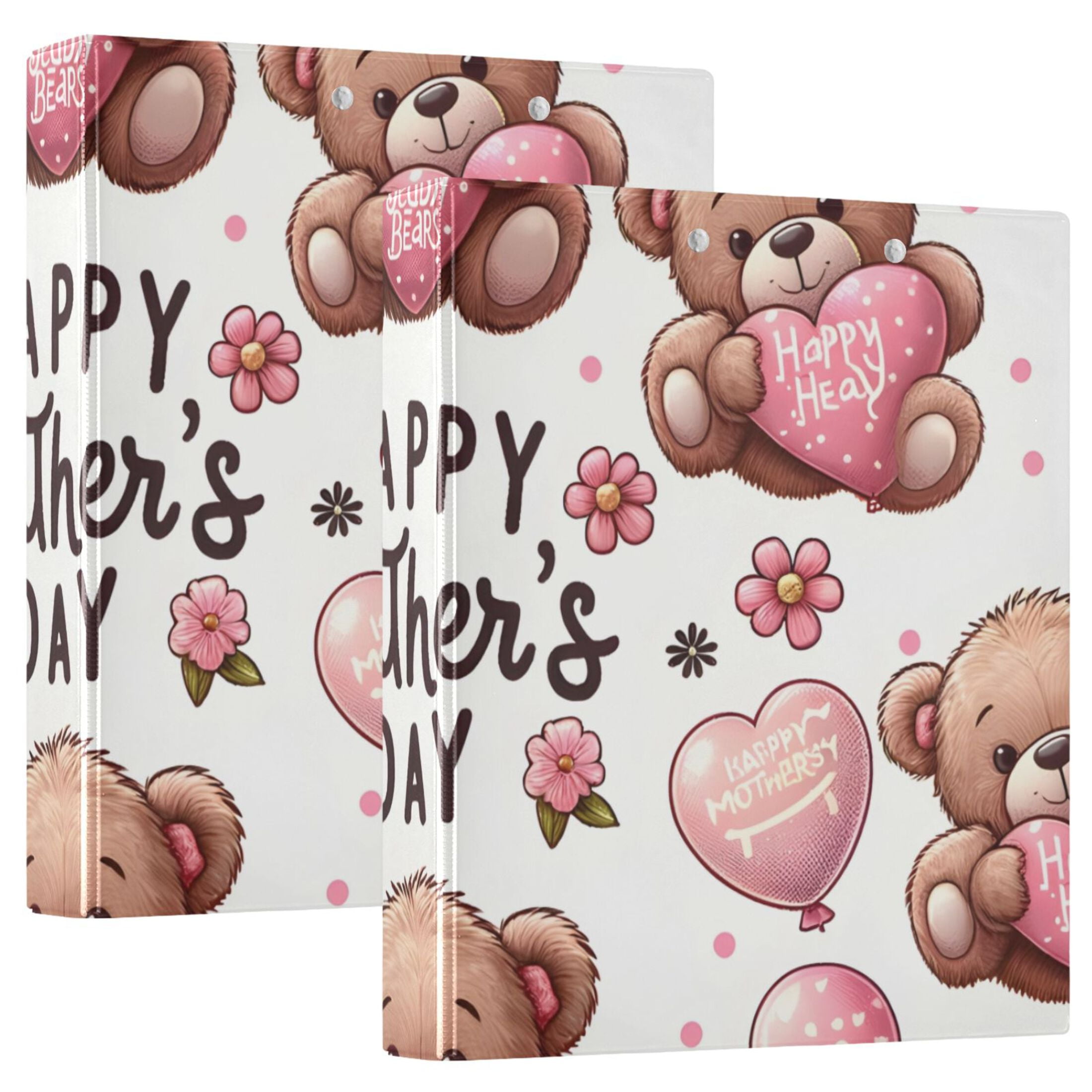 Mother's Day Teddy Bears Balloons 3 Ring Binders 1.5 inch Hardcover ...