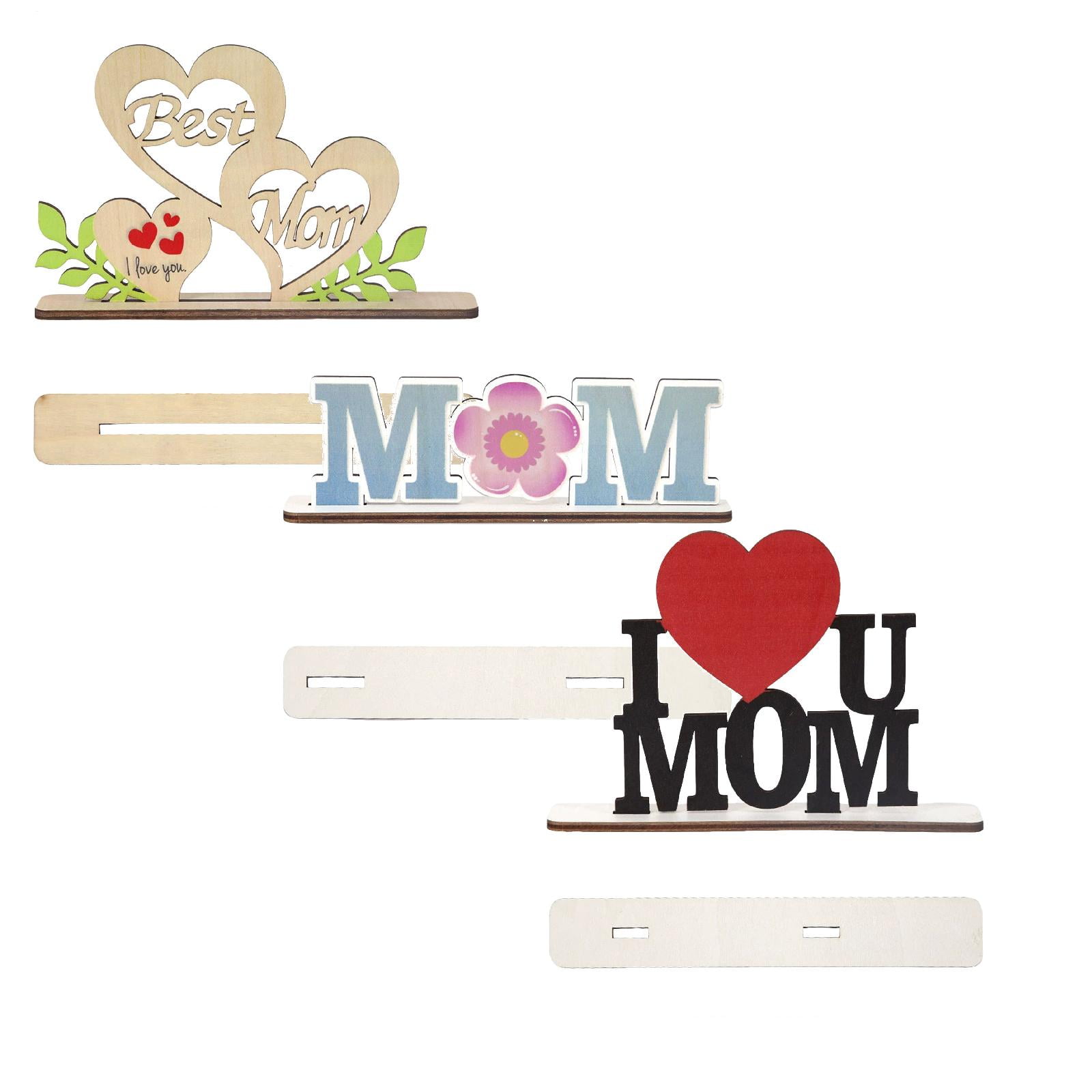 Mother's Day Wooden Centerpieces with Base Wooden Table Decorations Mom ...