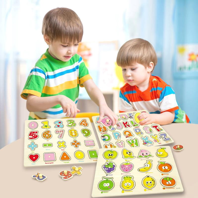 Mother's Day edutree Wooden Peg Puzzles for Toddlers 1 2 3 4, 6 Pack ...
