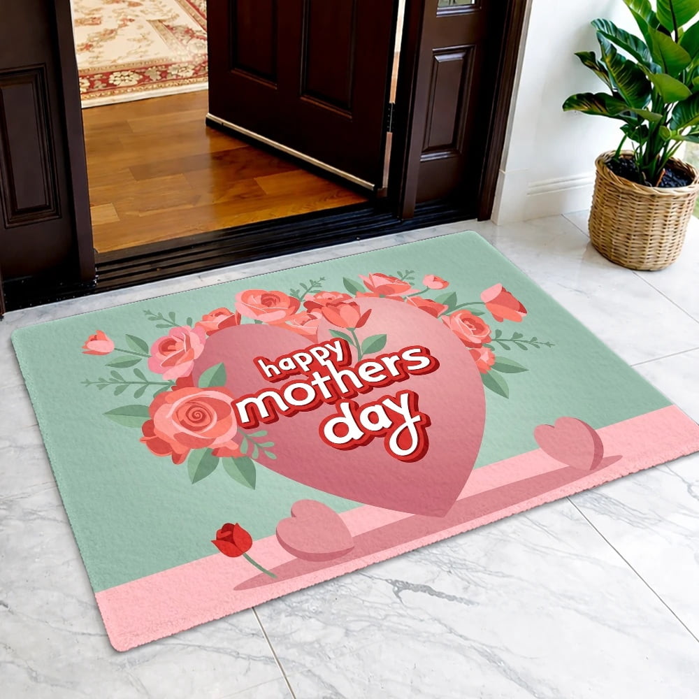 Mother's Day heart-shaped doormat, non-slip entrance mat for home and ...